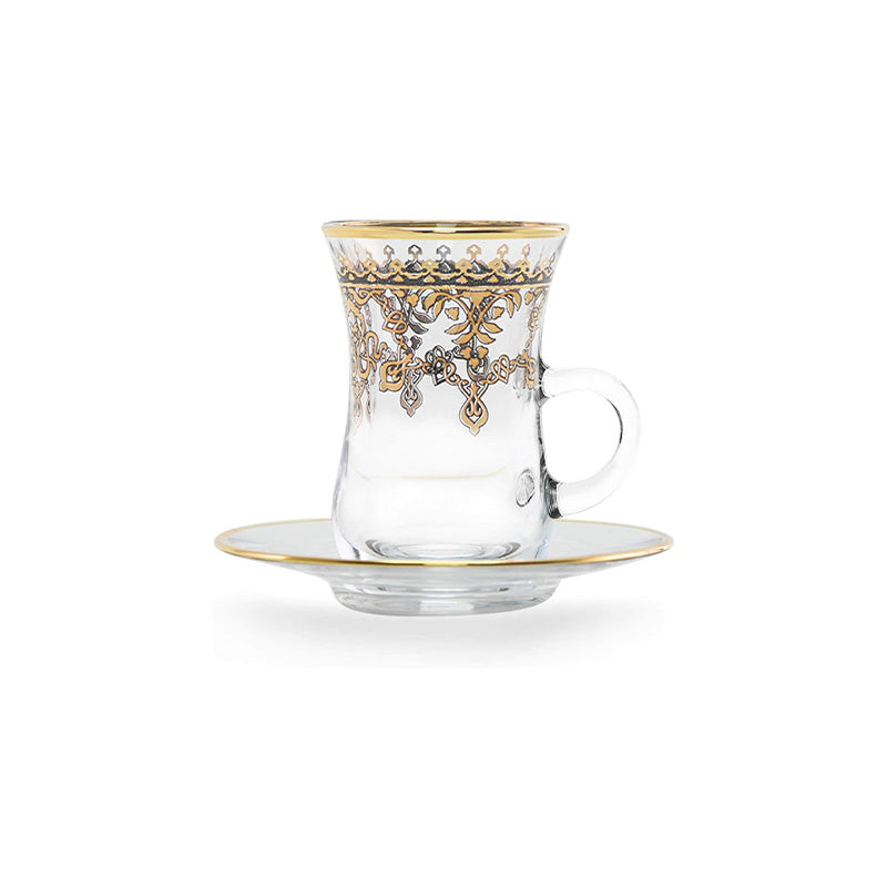 Dimlaj Duja Glass & Gold Tea Cup Set – Almuftah Center