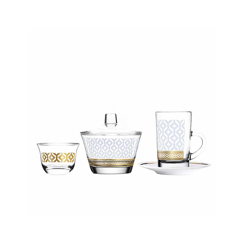 Dimlaj Ansam Glass & Gold Tea & Coffee Set – Almuftah Center
