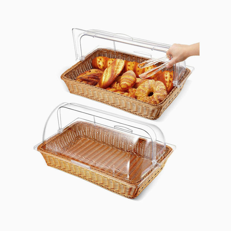 Yuke Stainless Rattan Bread Basket with PC Lid – Almuftah Center