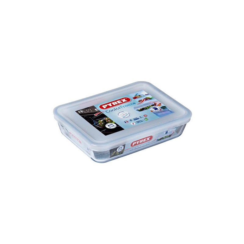 Pyrex 0.8L Cook & Freeze Glass Rectangular Dish With Lid – Almuftah Center